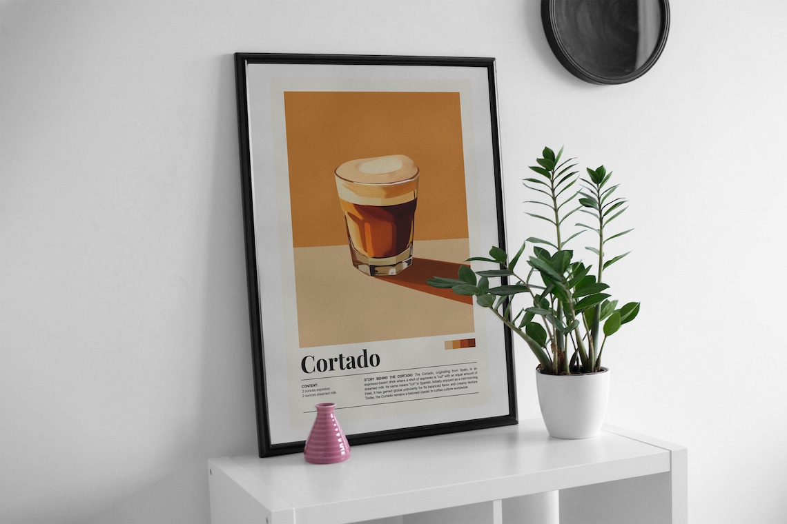 Retro Cortado Poster Vintage Coffee Art Print, Nostalgic Cafe Decor ...