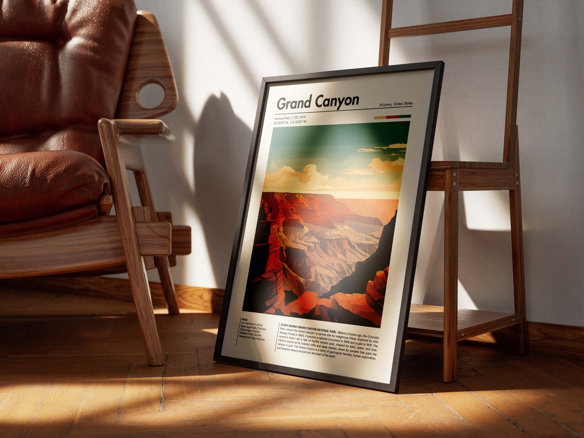 Retro Grand Canyon Poster - Vintage Southwest Wilderness Art Print ...