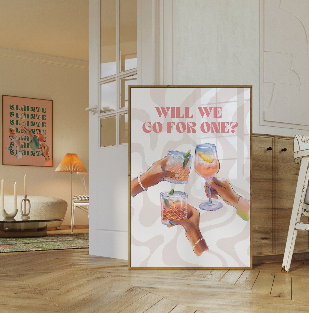 Will We Go for One Print Irish Humour, Bar Cart Happy Hour Art, Irish ...