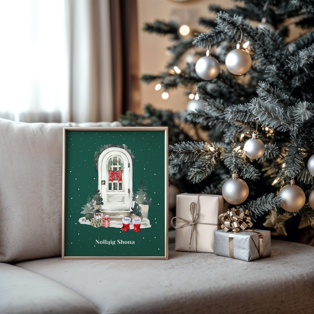 Irish Christmas Print Nollaig Shona Vintage Christmas Home Decor Gifts ...