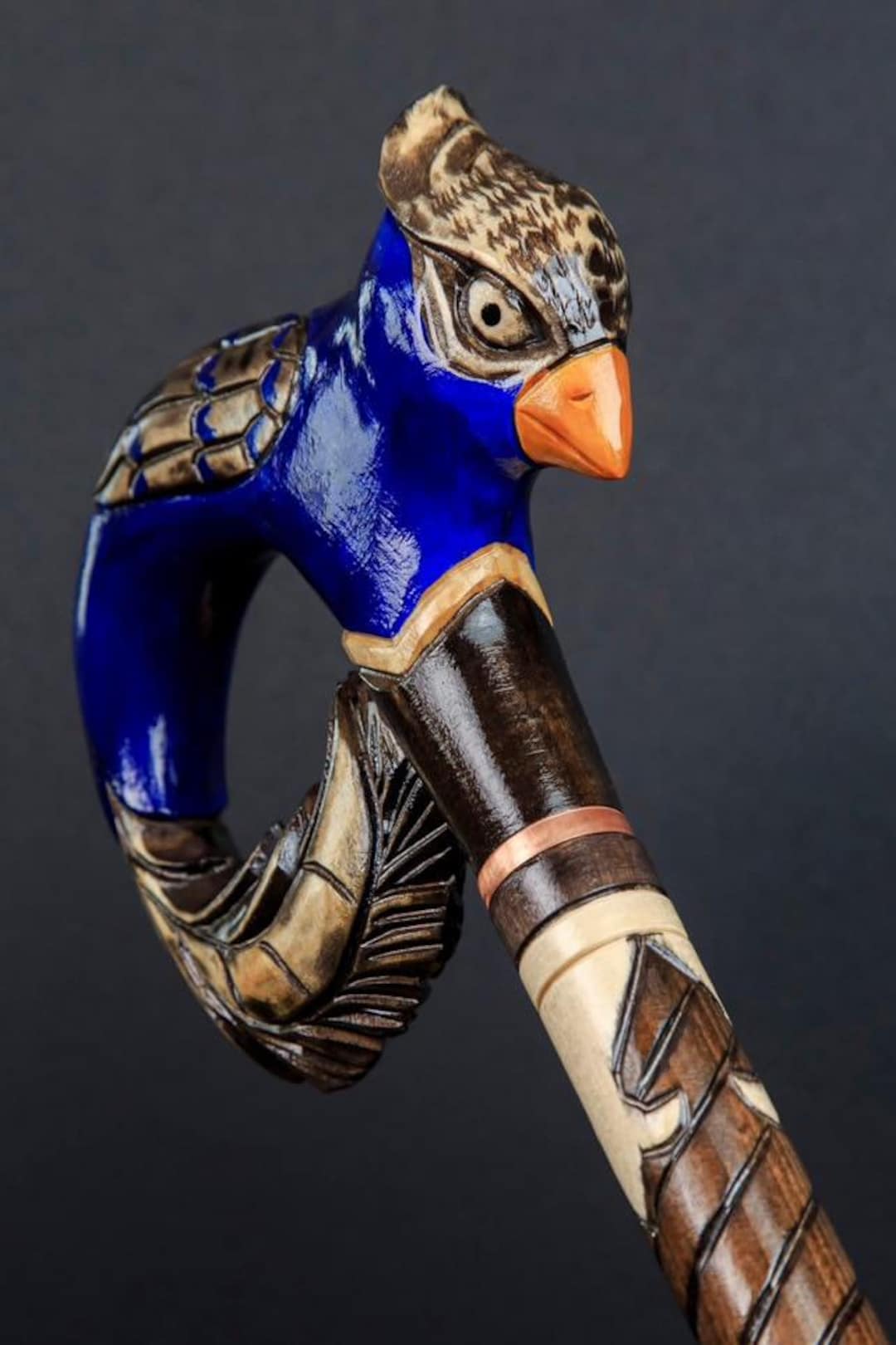 Hand Carved Wooden Walking Stick Owl Handle, Handmade Wood Cane - Etsy