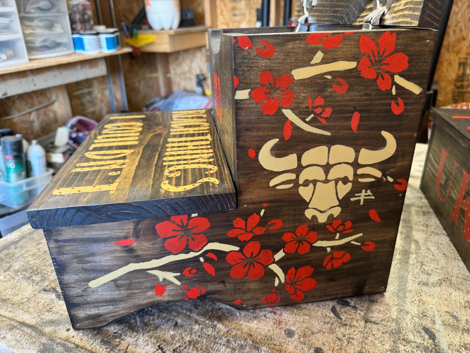 Wooden Knick Knack Boxes/ Wooden Child Storage & Step-stool W/ Soft ...