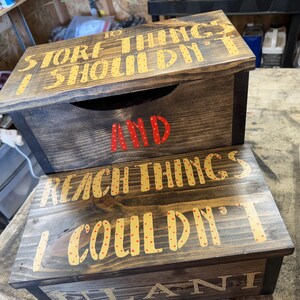 Wooden Knick Knack Boxes/ Wooden Child Storage & Step-stool W/ Soft ...