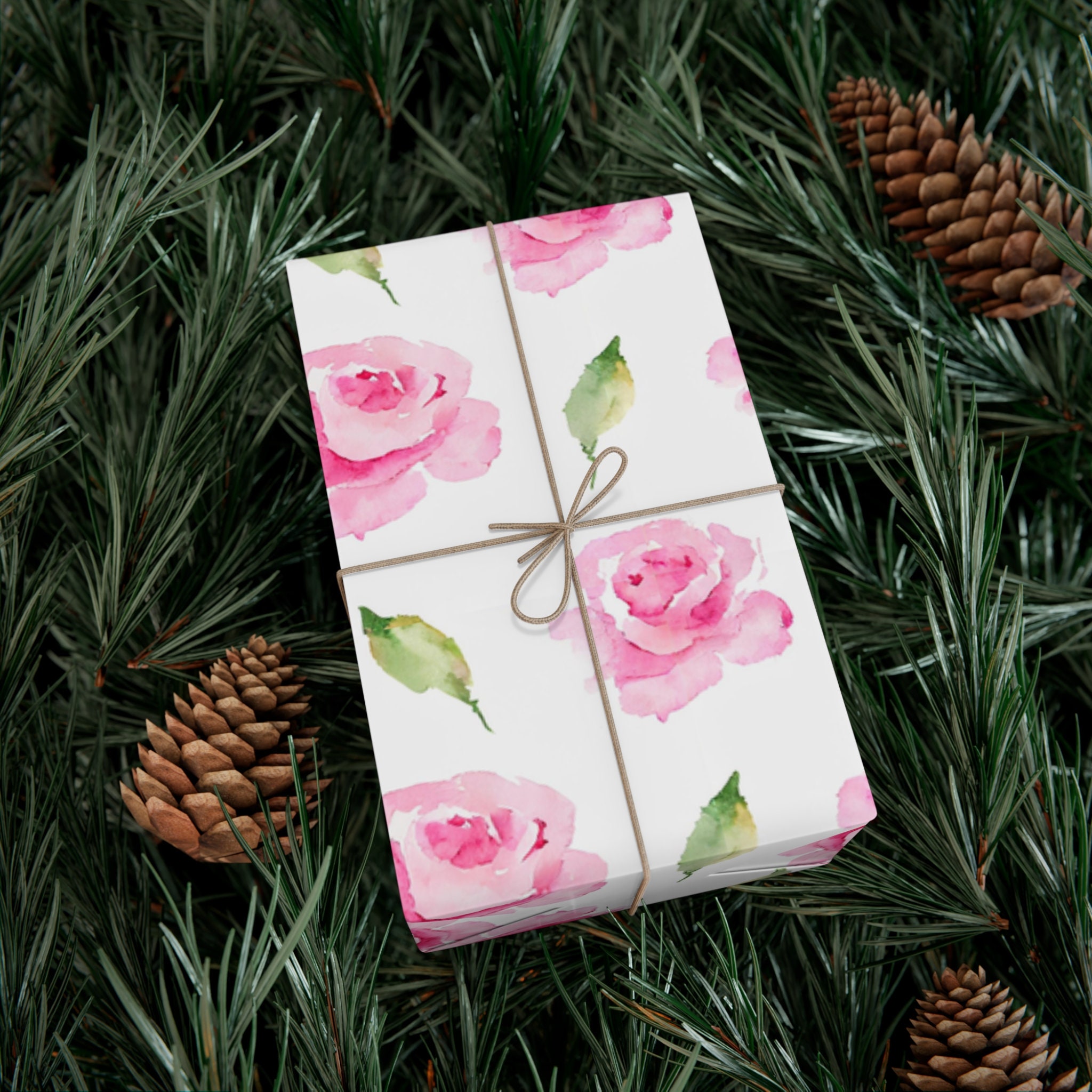 Watercolor Pink Roses Gift Wrap Papers, Custom Wrapping Paper, Wrapping ...