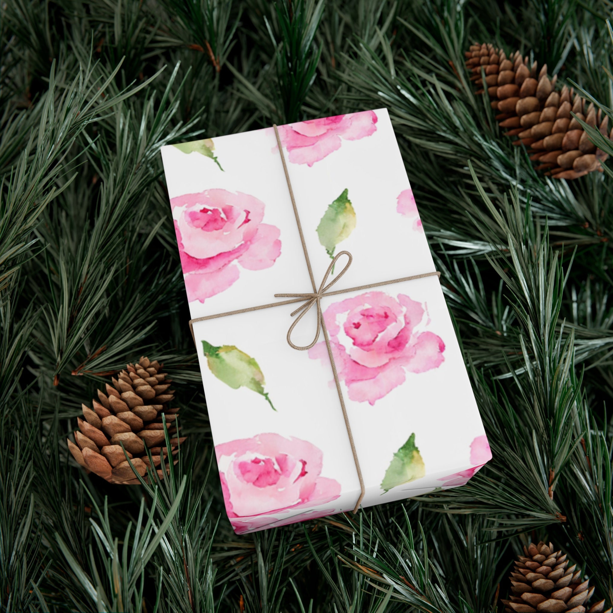 Watercolor Pink Roses Gift Wrap Papers, Custom Wrapping Paper, Wrapping ...