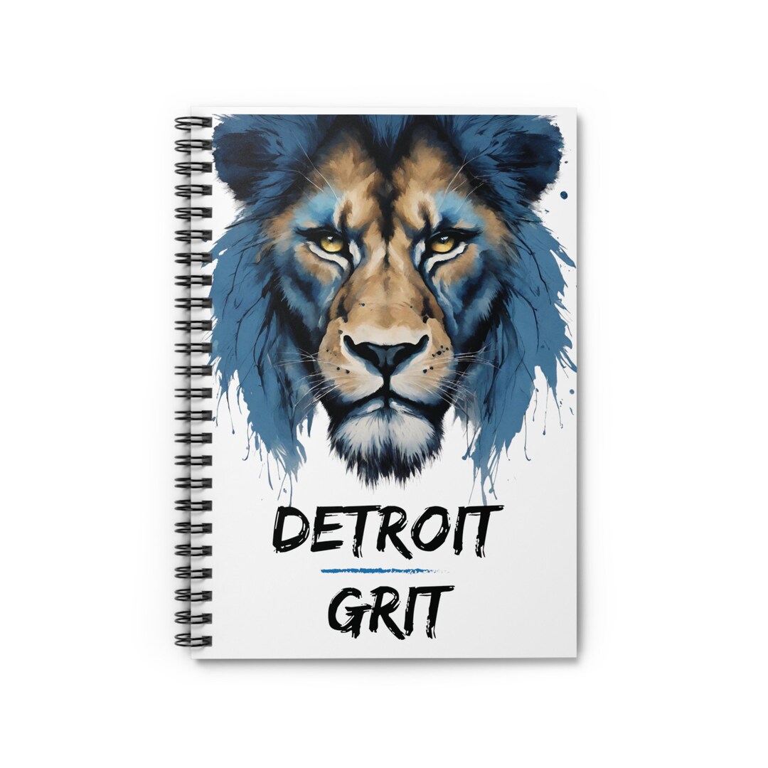 Detroit Grit Notebook, White Detroit Football Notebook, Spiral Notebook ...
