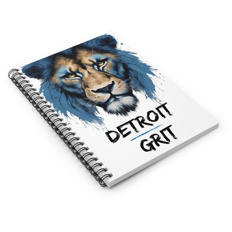 Detroit Grit Notebook, White Detroit Football Notebook, Spiral Notebook ...