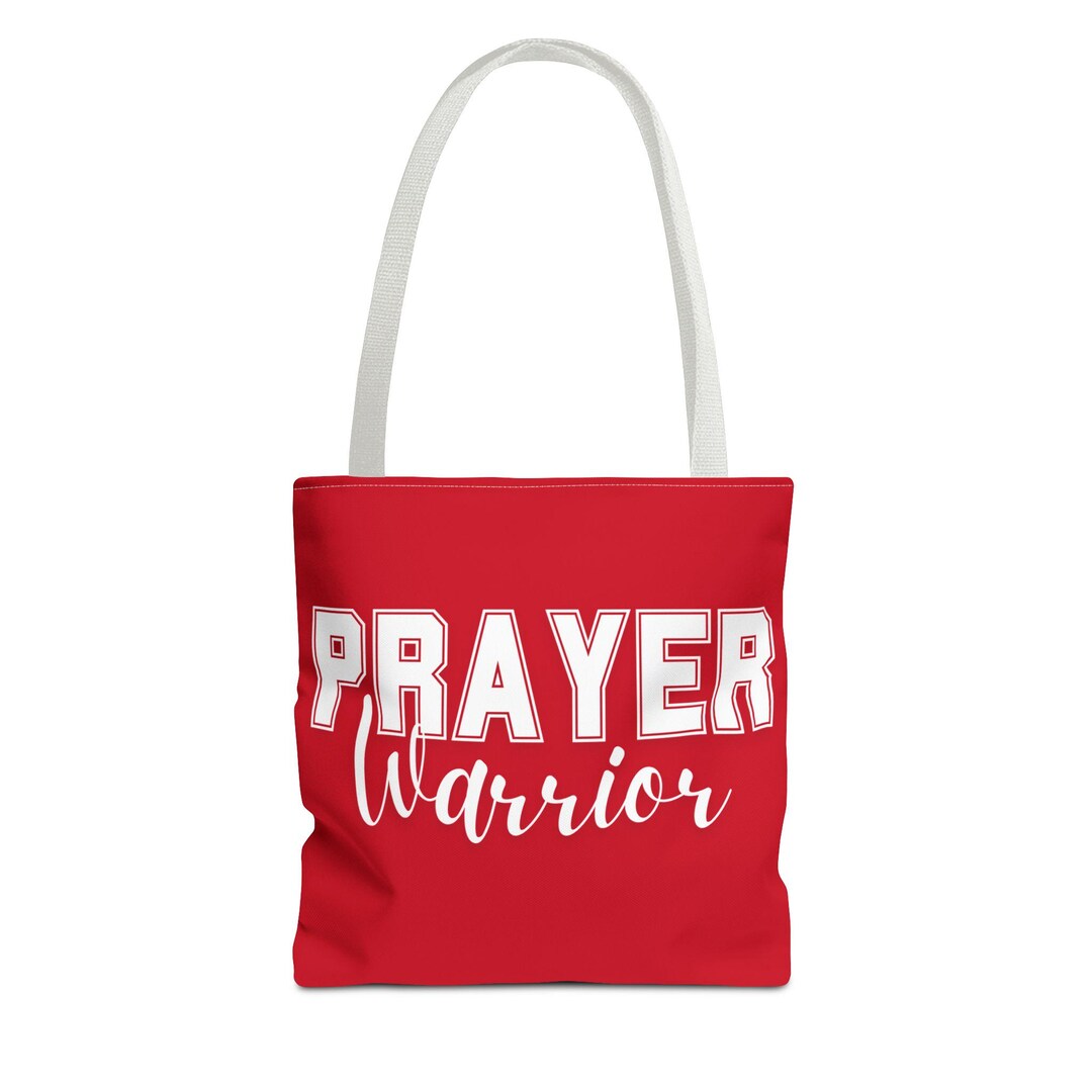 PRAYER WARRIOR Dark Red Tote Bag, Bible Verse Tote Bag, Christian Gifts ...