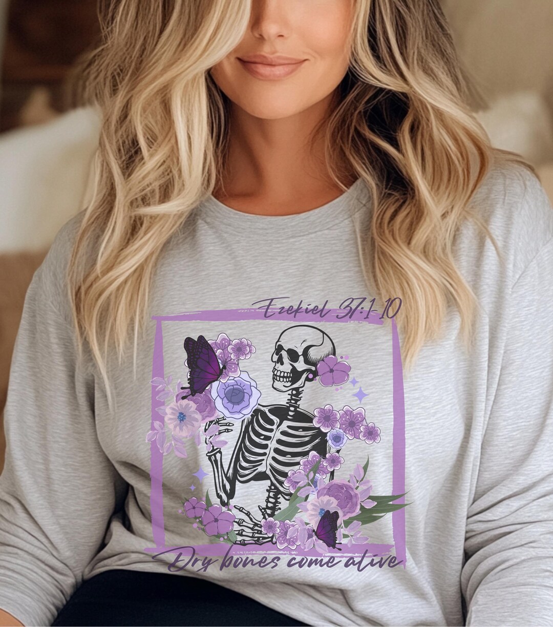 Bones Ezek 37:4 Halloween Skeleton Long Sleeve Christian T-shirt Gift ...