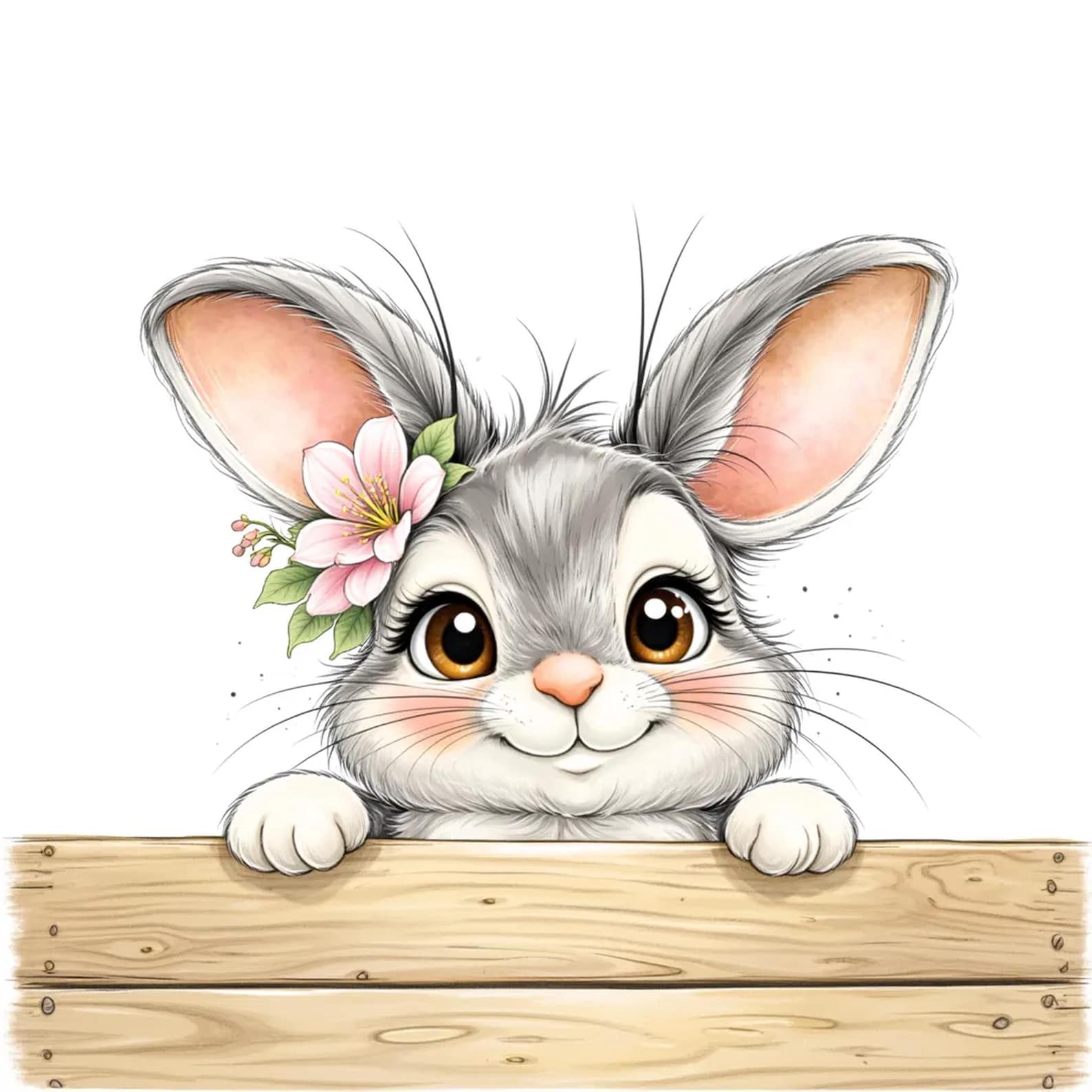 30 Peeking Bunny Clipart: Whimsical Easter Rabbit PNG, Bundle Nursery ...