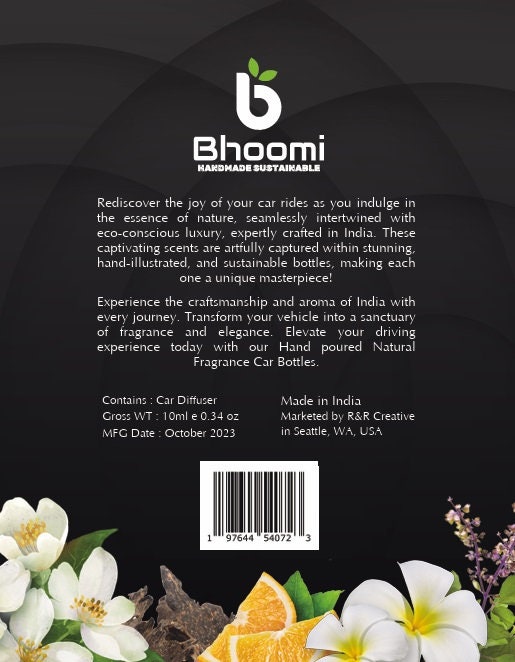 BHOOMI Hanging Car Air Freshener - Hand-painted, Essential Oil, Reusable, Scent, Sustainable ...