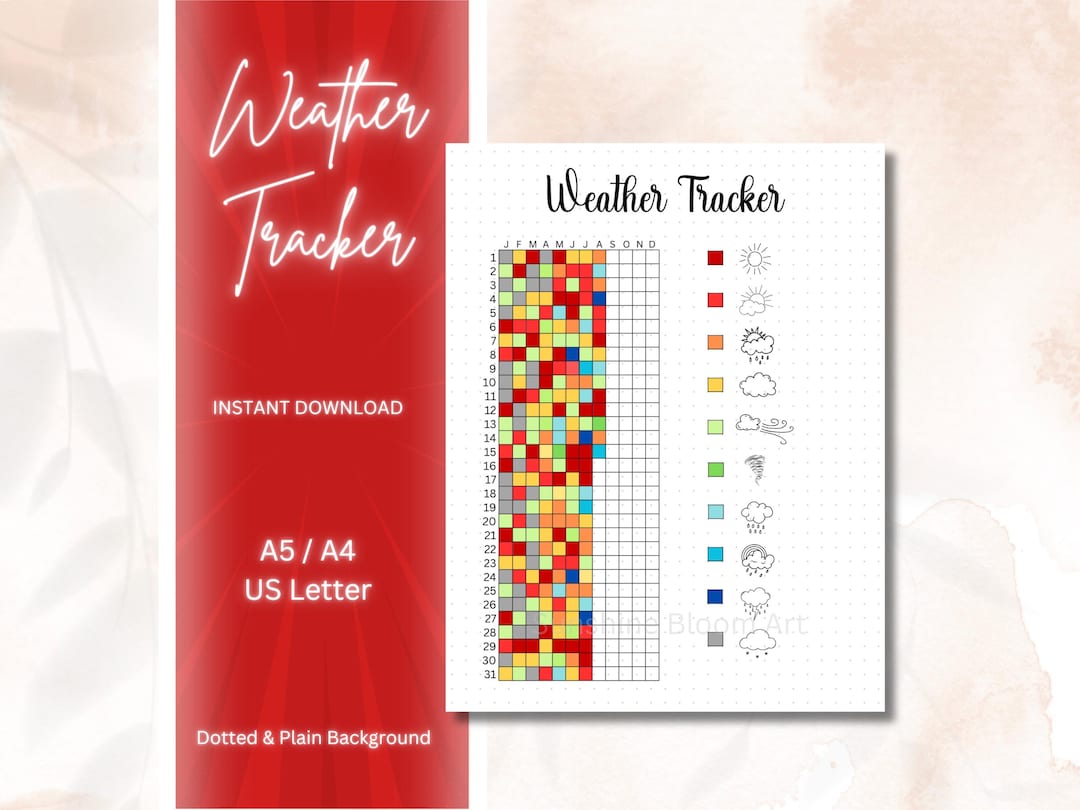 Weather Tracker - Weather Log - Temperature Log - Temperature Tracker ...