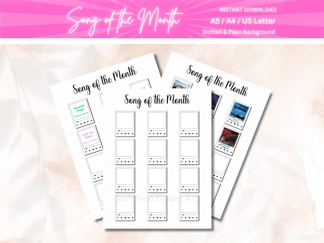 Song of the Month Tracker: Yearly Playlist Page (digital Download) - Etsy