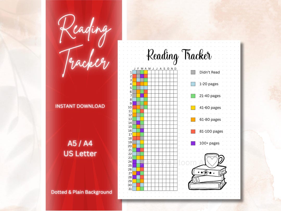 Reading Tracker Reading Log Printable Reading Tracker Daily Reading ...
