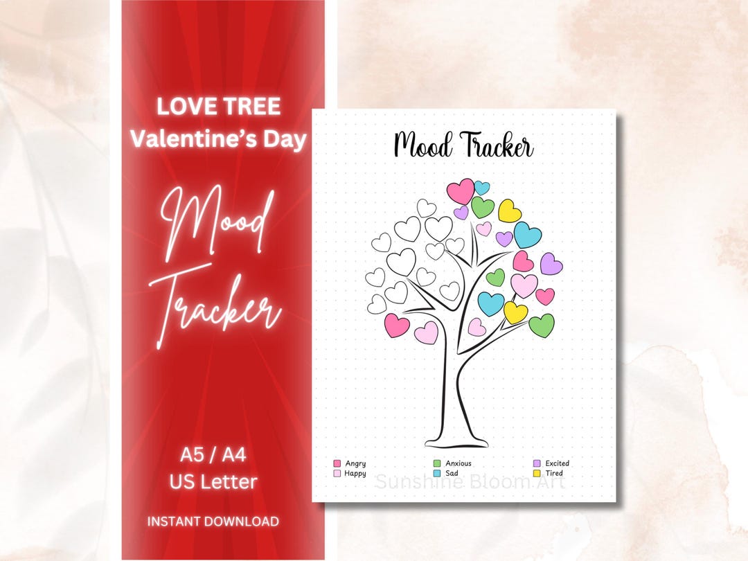 Love Mood Tracker - Printable Mood Tracker - Daily Mood Tracker ...