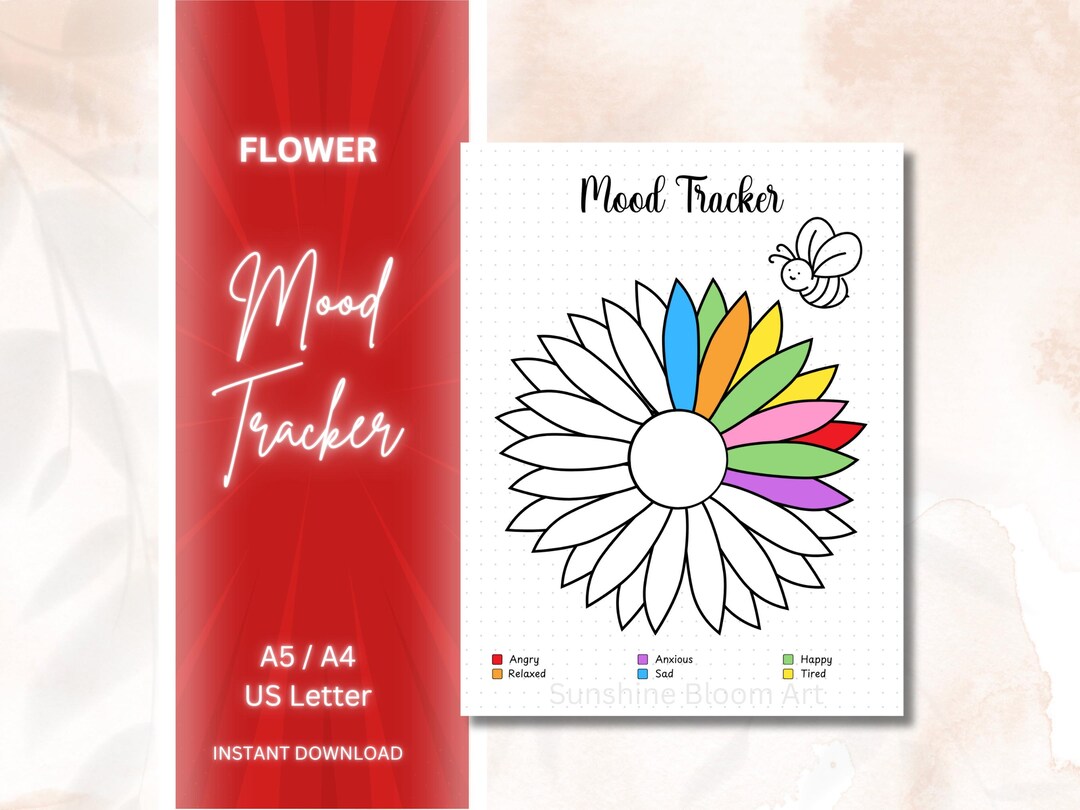 Flower Mood Tracker - Printable Mood Tracker - Daily Mood Tracker ...