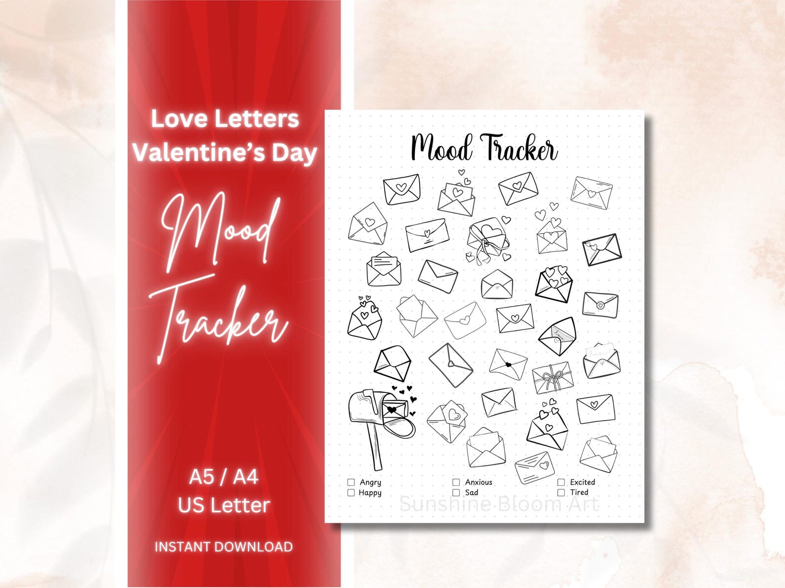 Valentine’s Day Mood Tracker - Printable Mood Tracker - Daily Mood ...