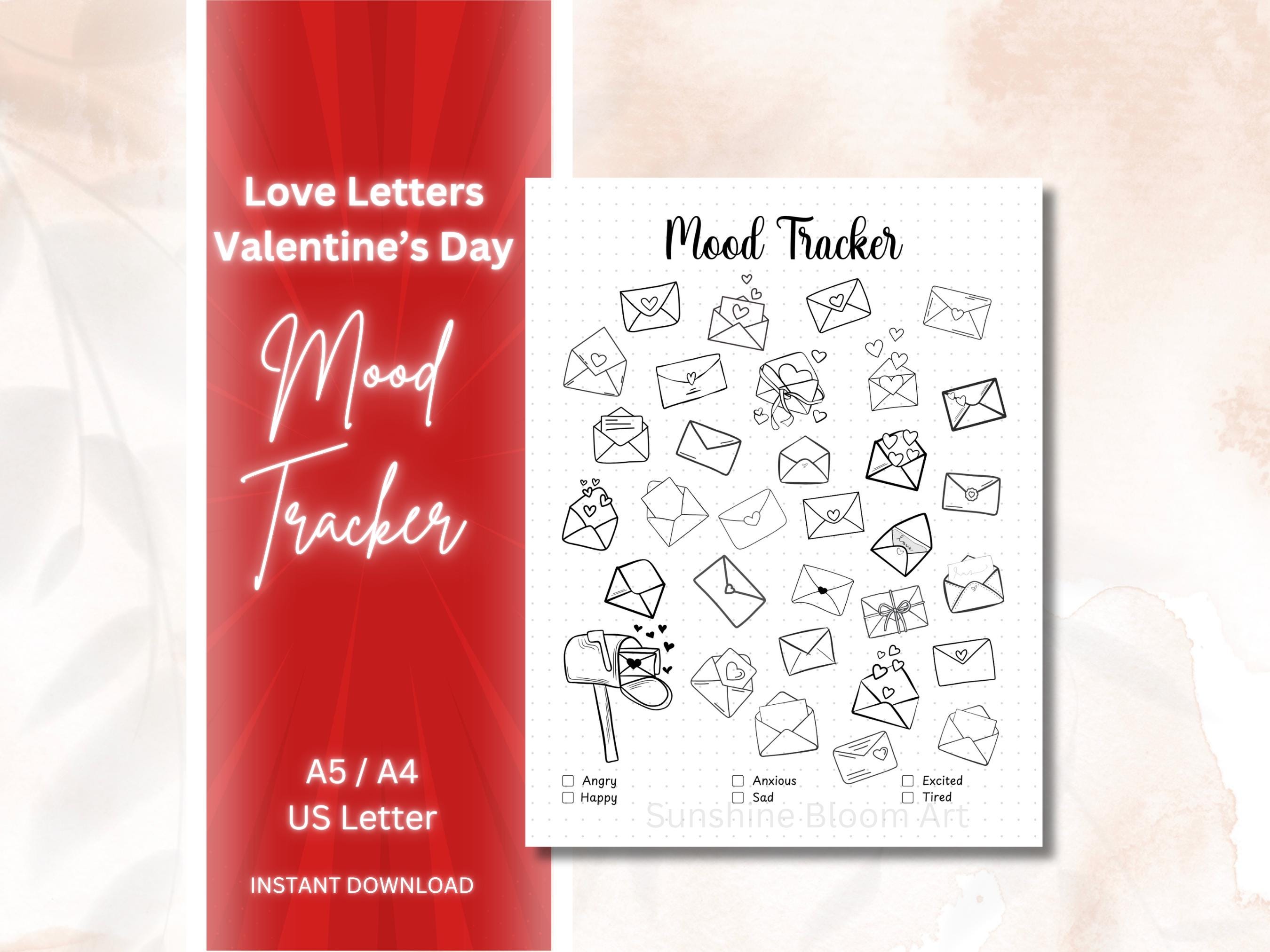 Valentine’s Day Mood Tracker - Printable Mood Tracker - Daily Mood ...