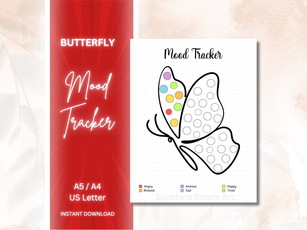 Butterfly Mood Tracker - Printable Mood Tracker - Daily Mood Tracker ...