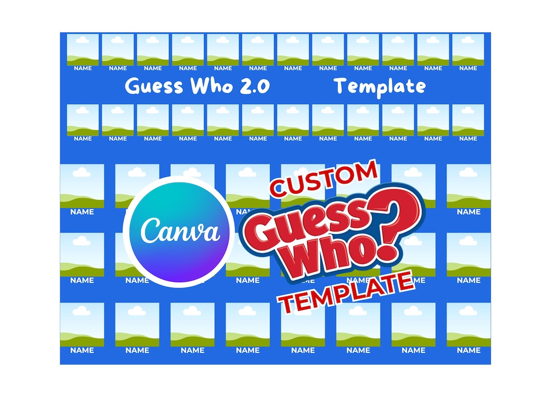 Guess Who Canva Template | Editable Canva Printable Game Boards ...
