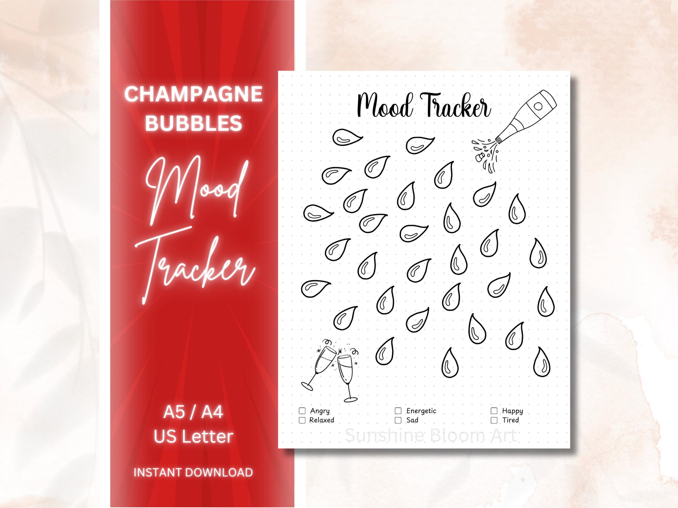 Champagne Bubbles Mood Tracker - Printable Mood Tracker - Daily Mood ...