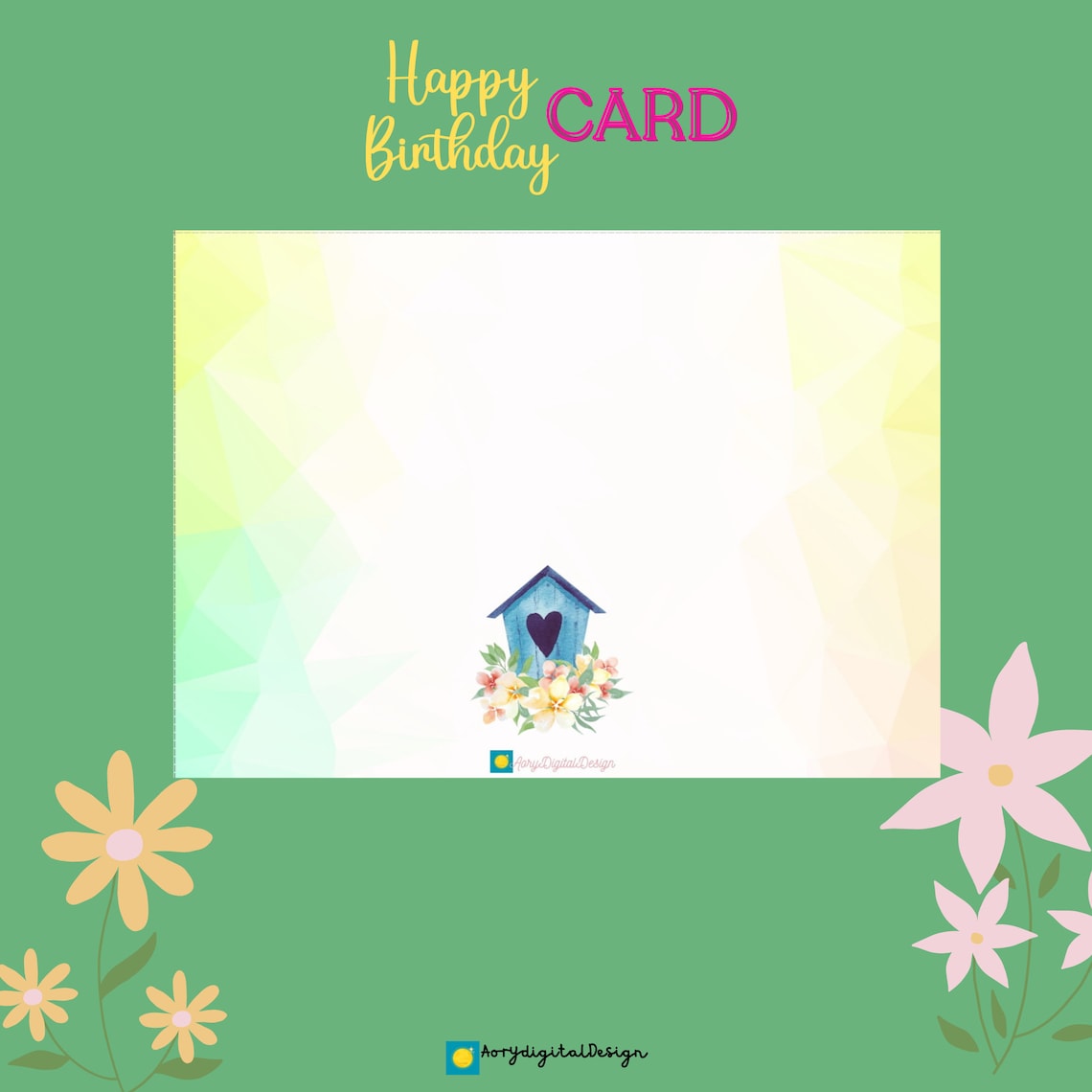 Happy Birthday Card Printable - Bright and Beautiful Spring Flowers - Etsy