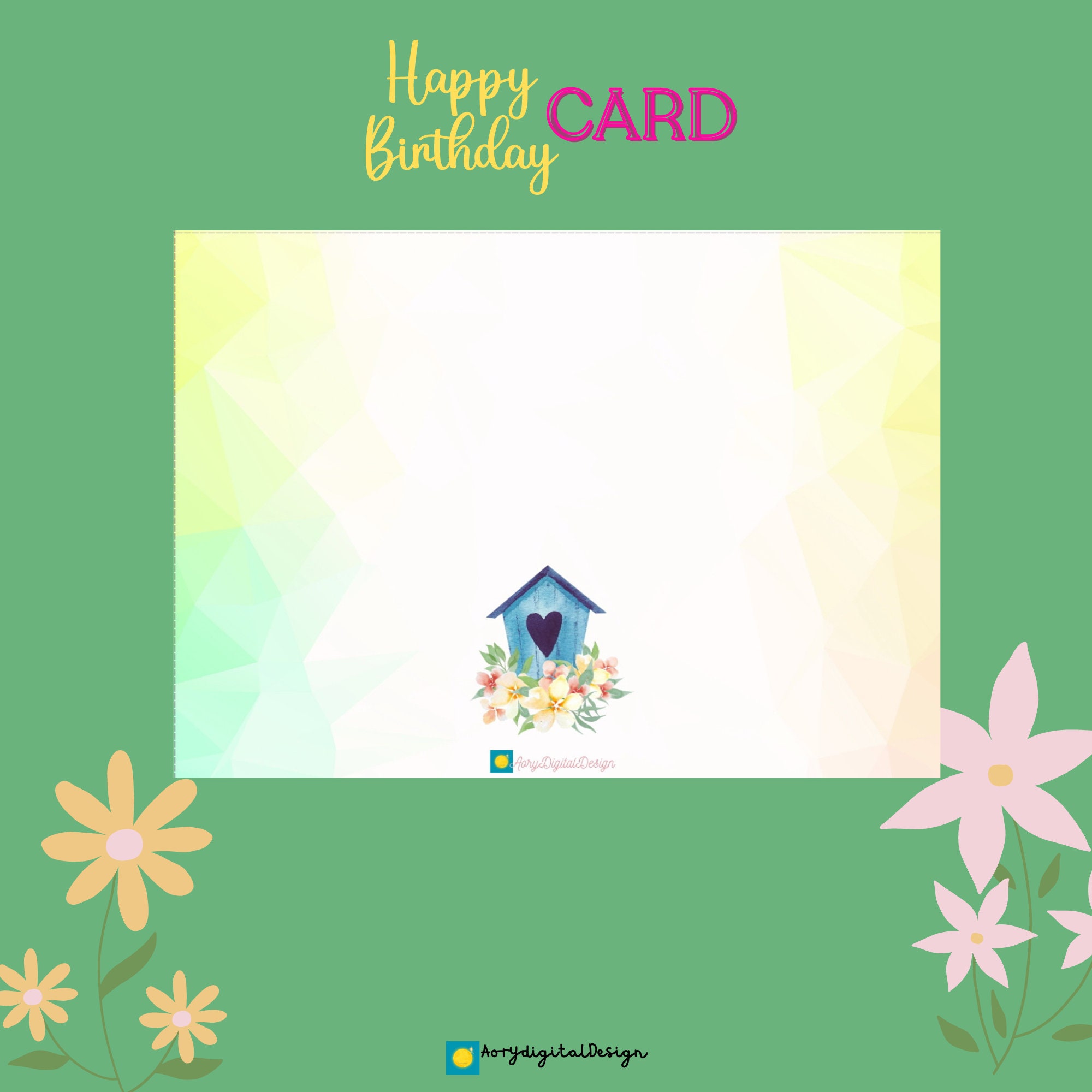 Happy Birthday Card Printable - Bright and Beautiful Spring Flowers - Etsy