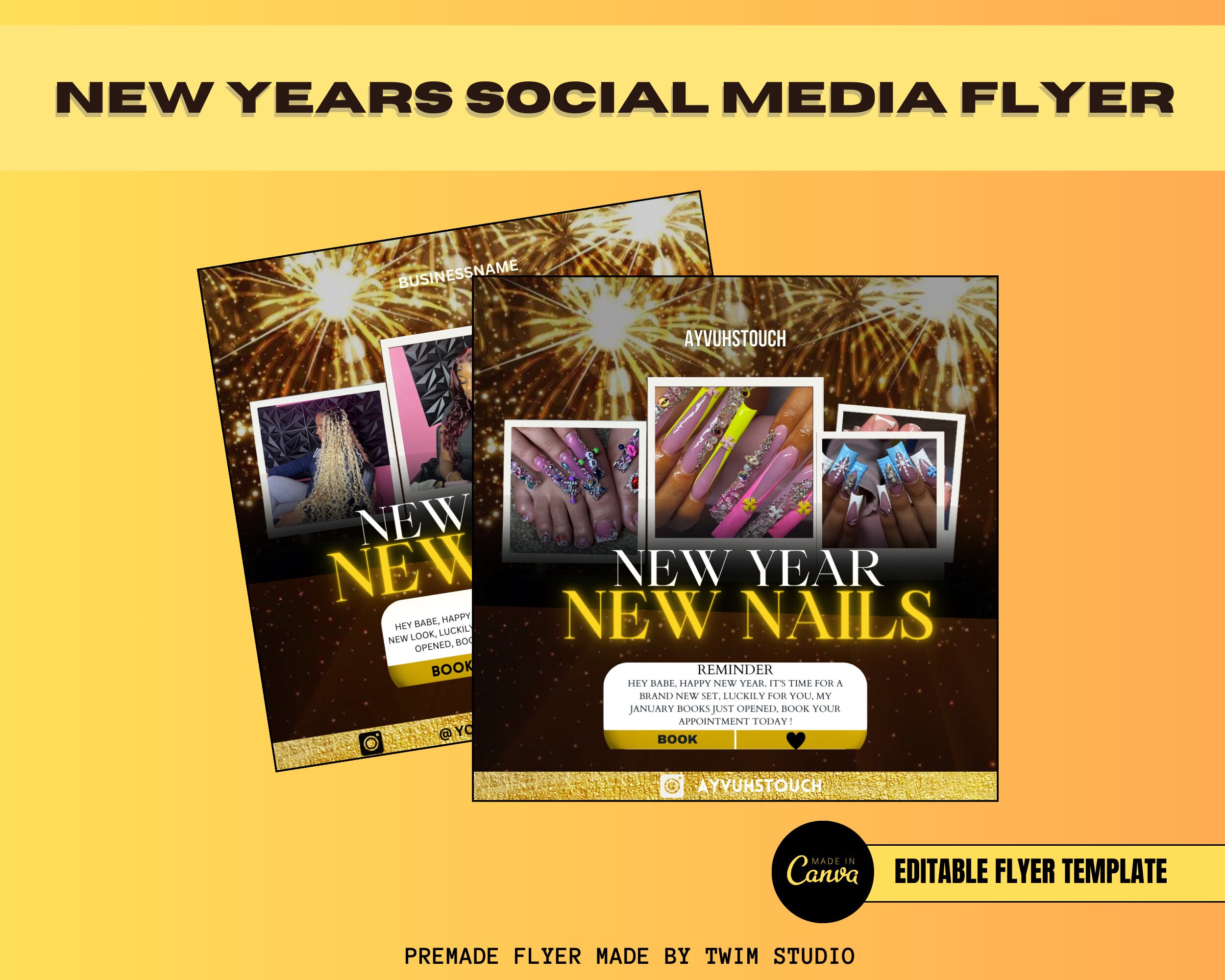 Editable New Years Holiday Flyer January Booking Flyer, New Years ...