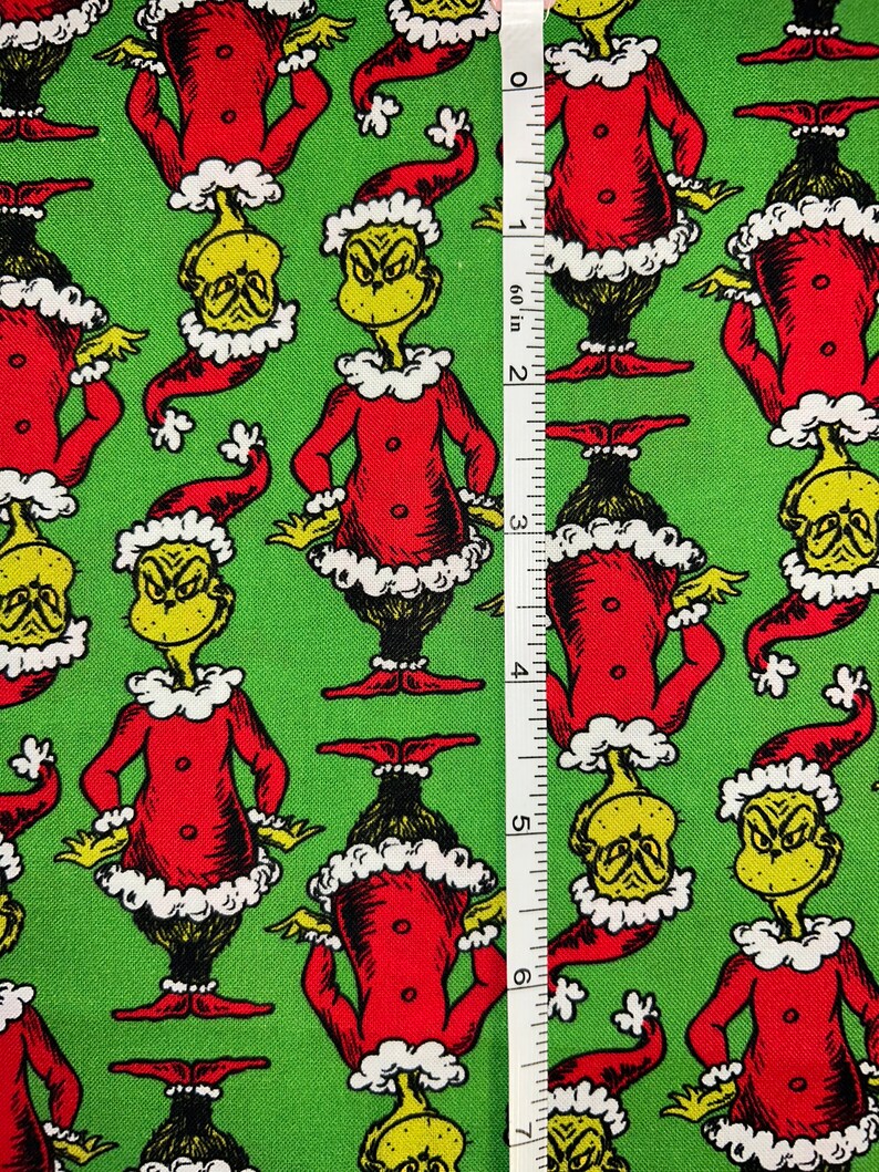 How the Grinch Stole Christmas Fabric Grinch Santa Dr. Seuss Fabric ...