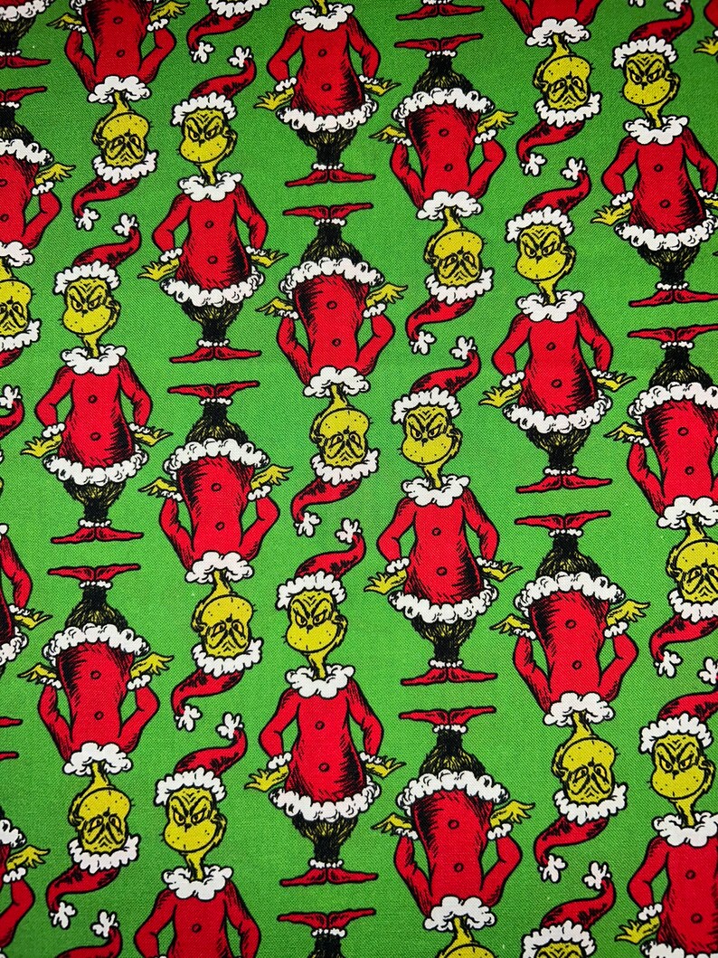 How the Grinch Stole Christmas Fabric Grinch Santa Dr. Seuss Fabric ...