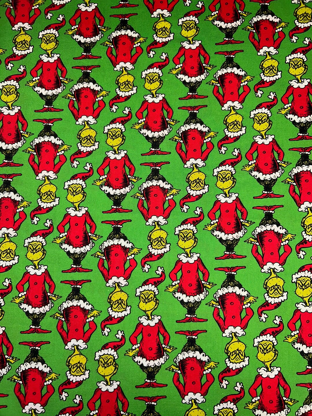 How the Grinch Stole Christmas Fabric Grinch Santa Dr. Seuss Fabric ...