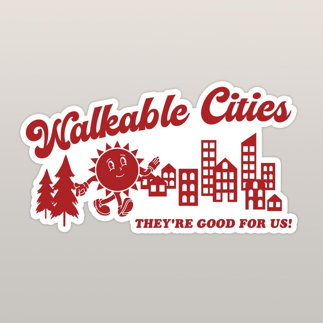 Walkable Cities Sticker - Urban Planning Retro Design Sticker ...
