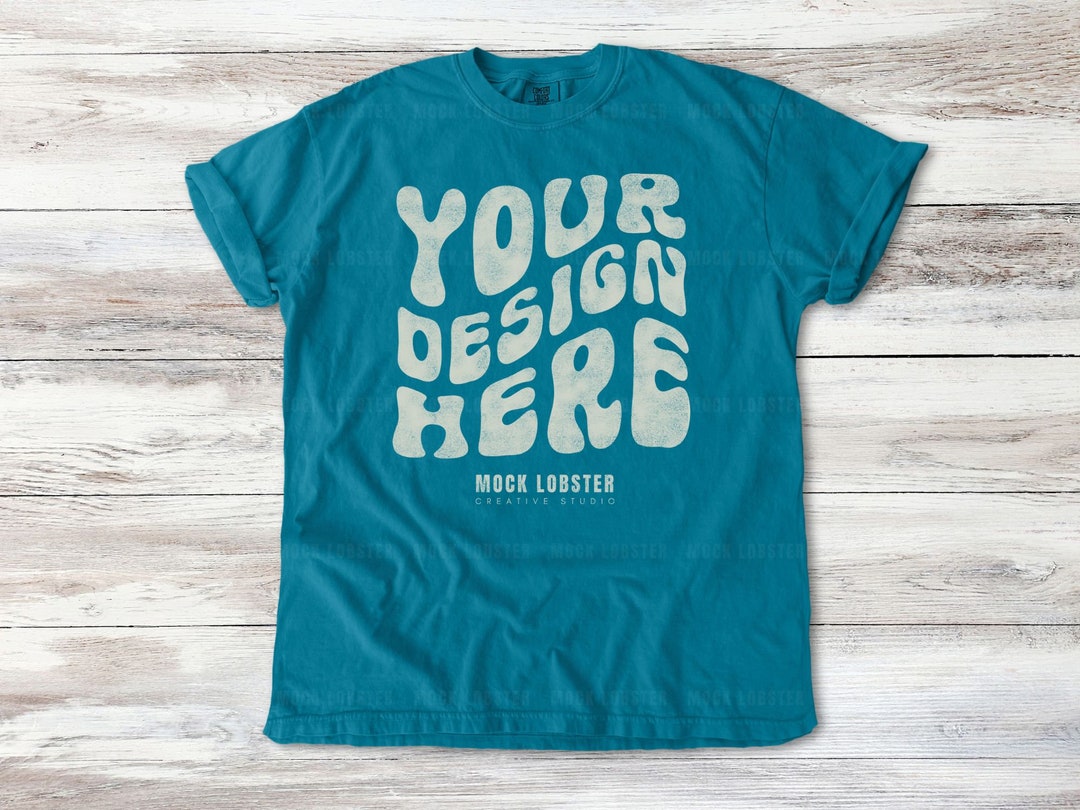 Comfort Colors 1717 Topaz Blue Mockup | Flat Lay Comfort Color C1717 T ...