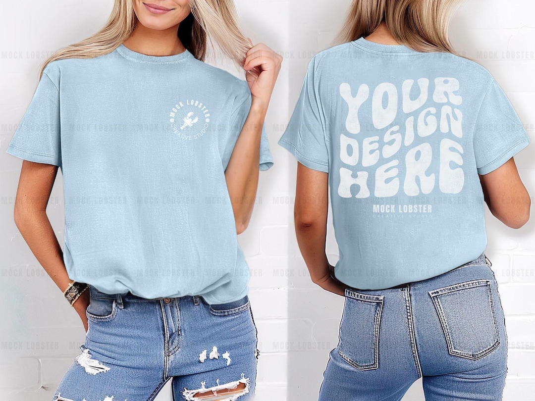Comfort Colors C1717 Chambray Front & Back Shirt Mockup | CC 1717 T ...