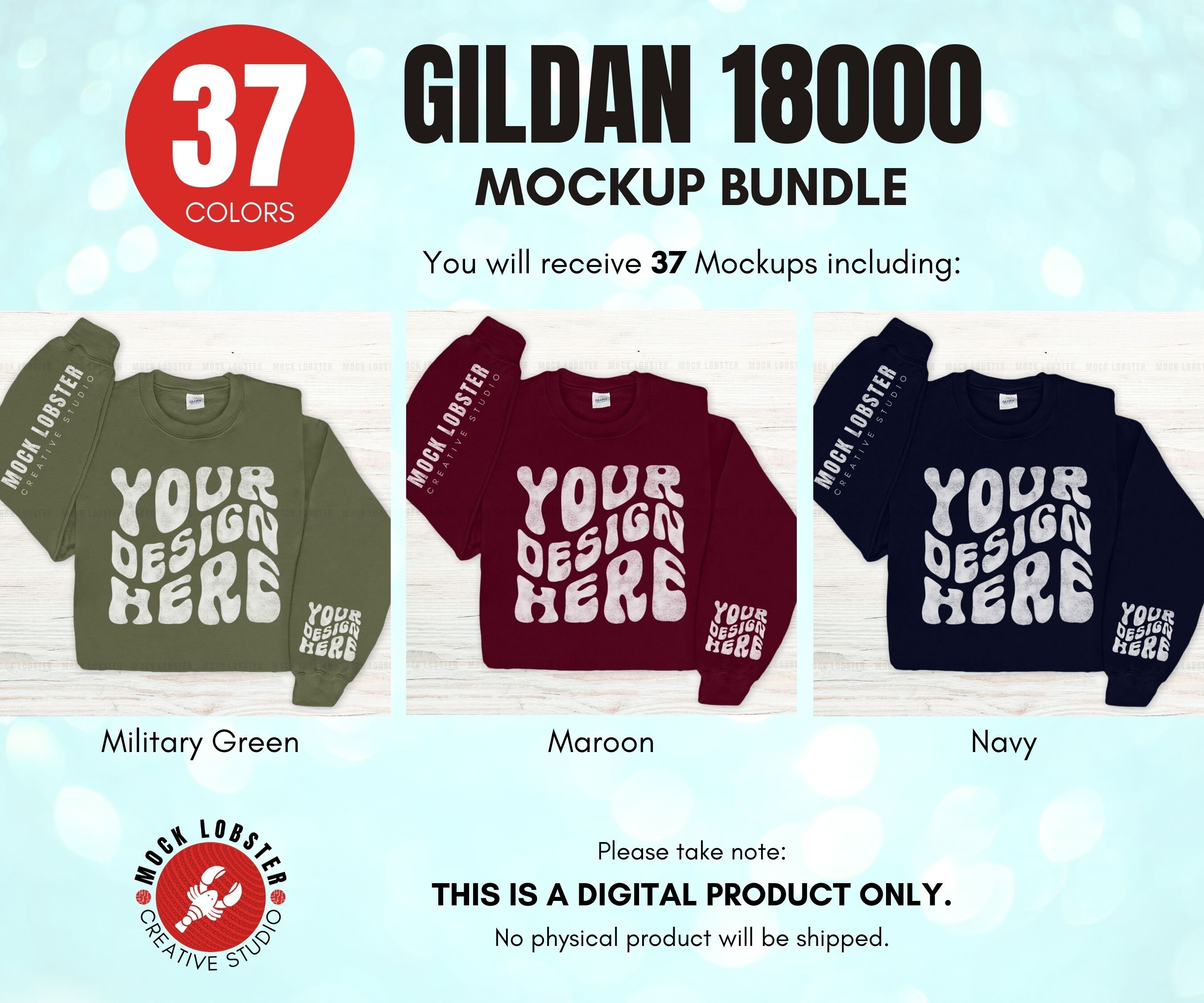 Gildan 18000 Sleeve Mockup Bundle Flat Lay Sweatshirt Both Left & Right ...