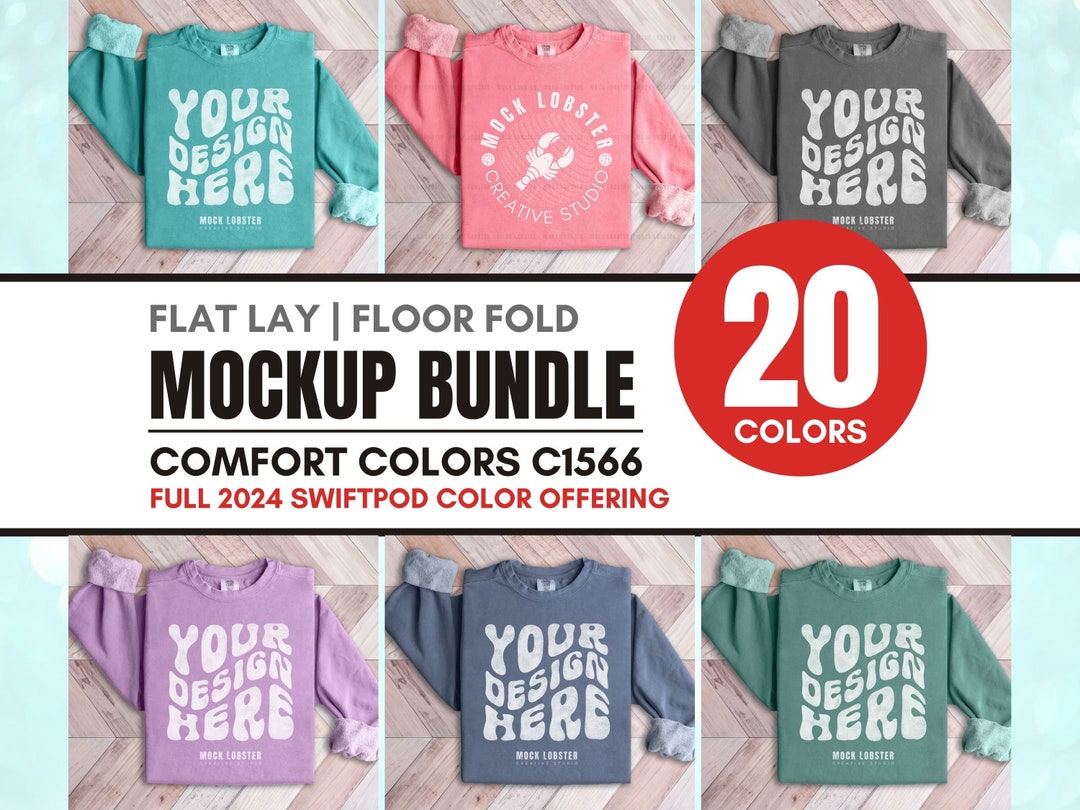 Comfort Colors 1566 Mockup Bundle | Folded Flat Lay C1566 Crew ...