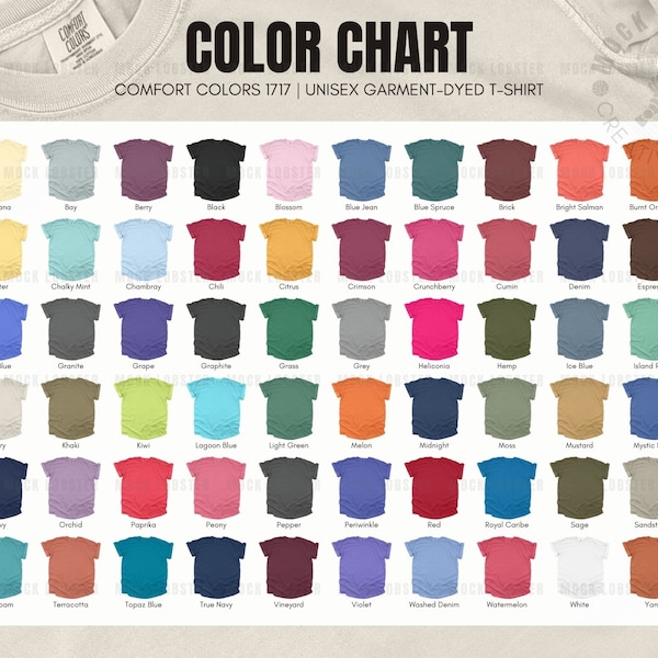 Comfort Colors Color Chart 2024 - Etsy
