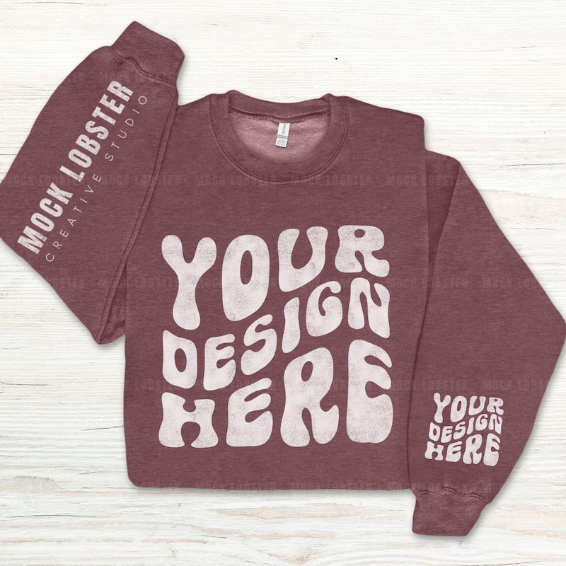 Heathered Red Crew Mock - Etsy