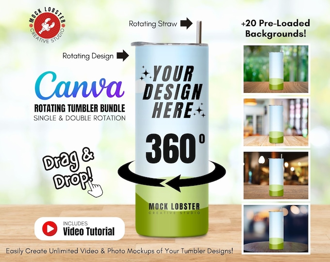 Animated Tumbler Canva Mock up Template 20 Platform Backgrounds - Edit ...