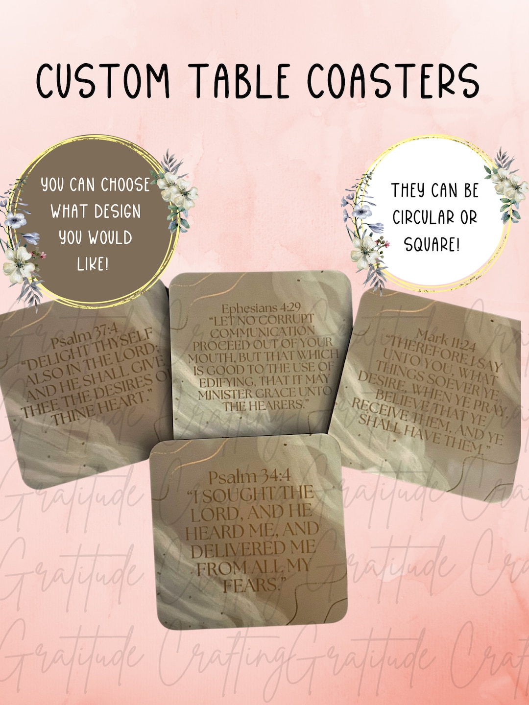 Custom 4 Pack Table Coasters - Etsy