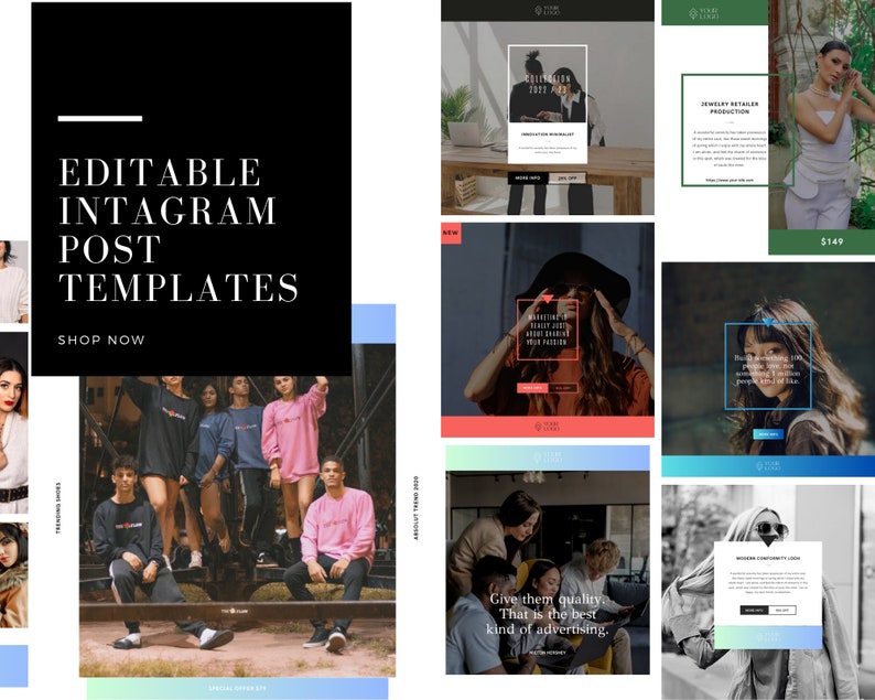 25 Pages Elegant Instagram Templates, Social Media Designs, Boutique ...