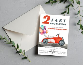 Two Fast Two Curious Birthday Invitation - Etsy