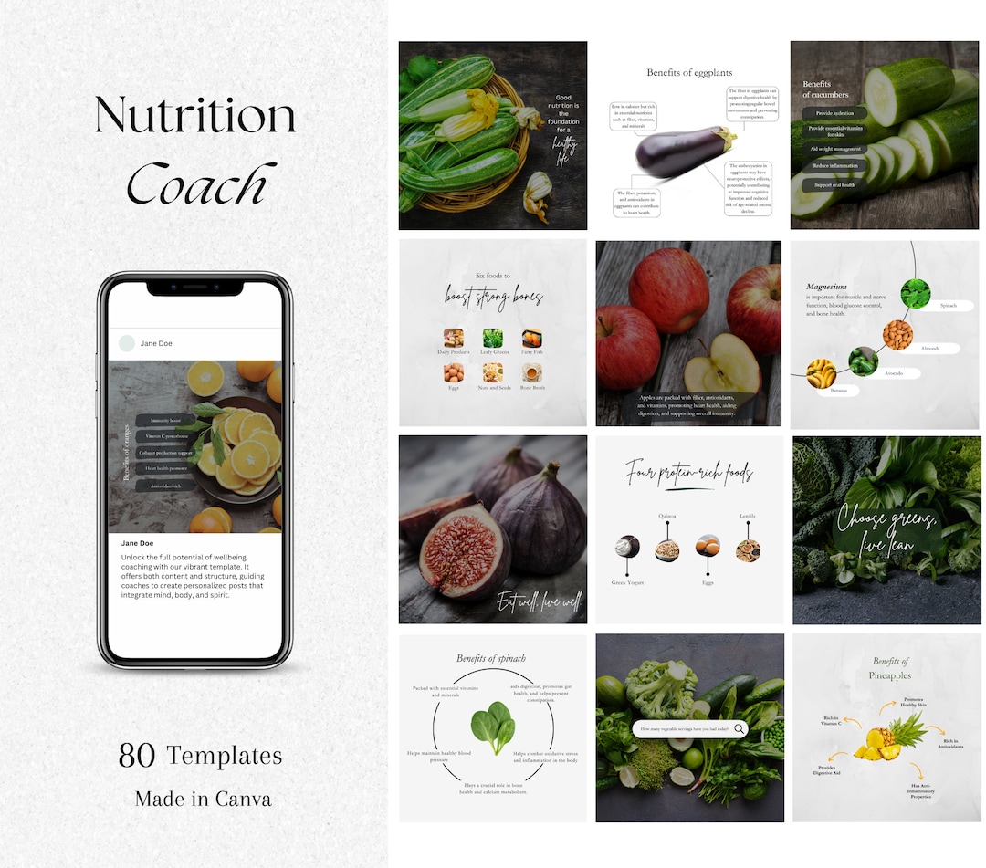 Nutrition Coach, Health Coach, Canva Social Media, Instagram Template ...