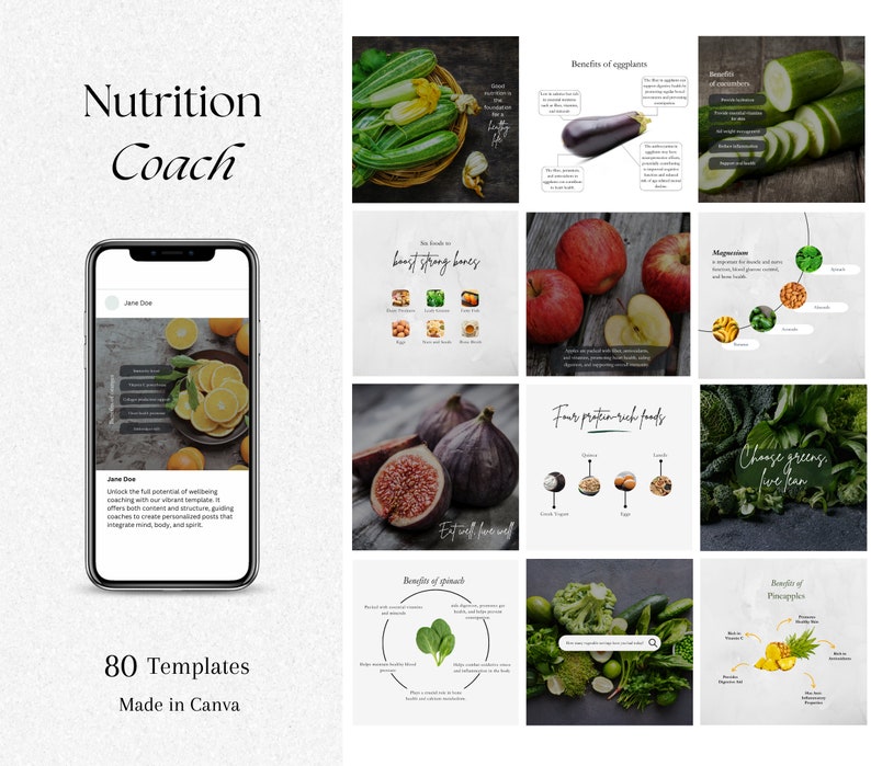 Nutrition Coach, Health Coach, Canva Social Media, Instagram Template ...