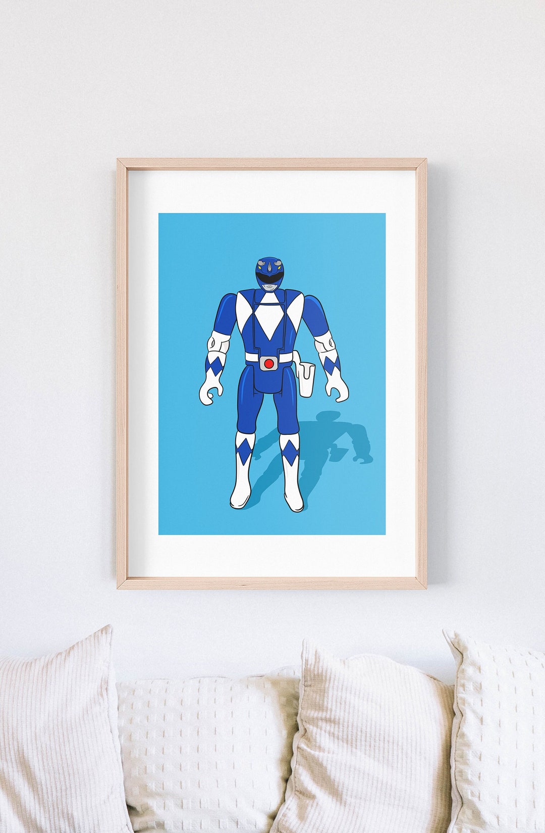 90s Power Ranger Action Figure Blue Ranger Print Wall Art - Etsy