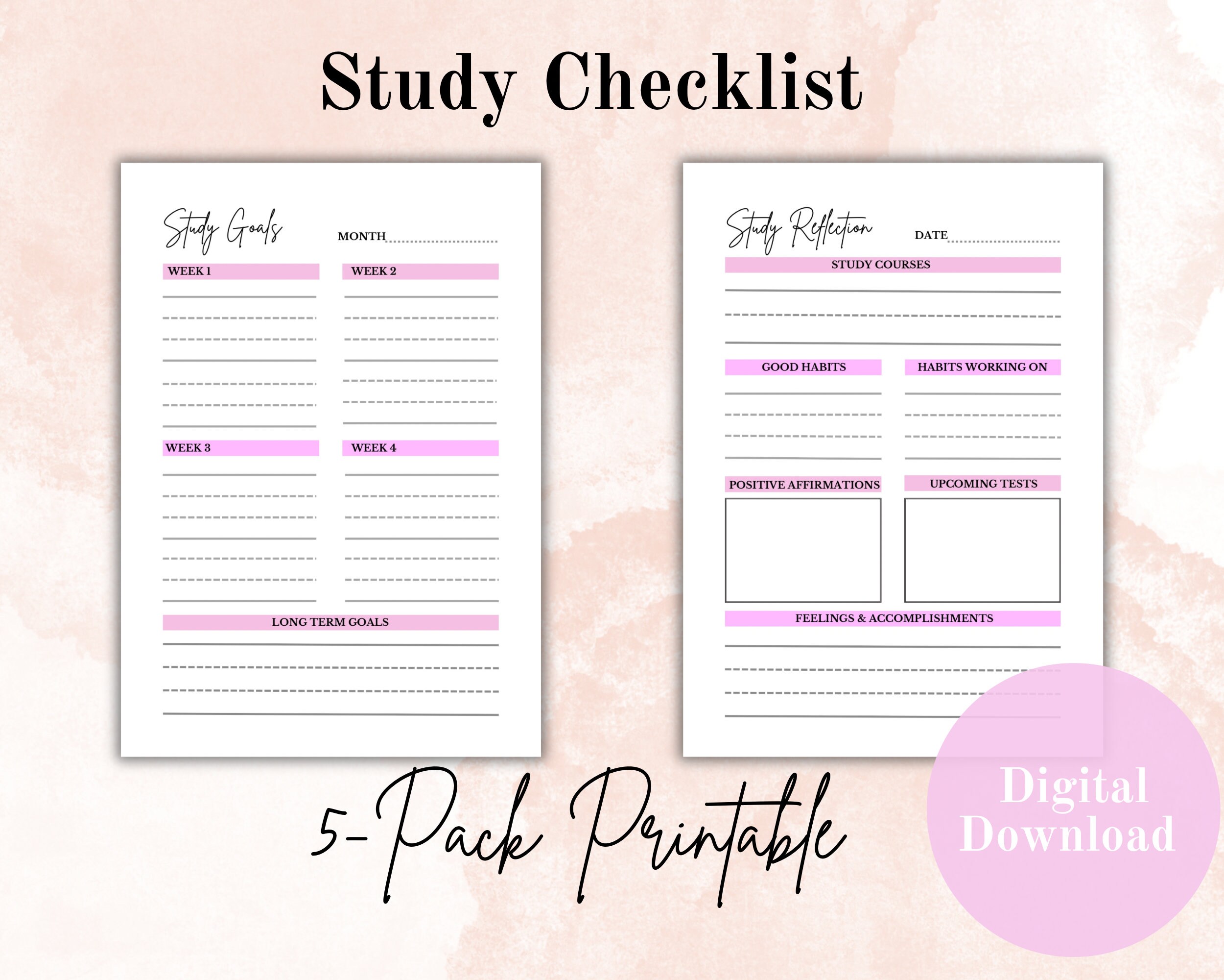 Study Checklist, Planner for Students, Self-care Ideas, Weekly Planner ...