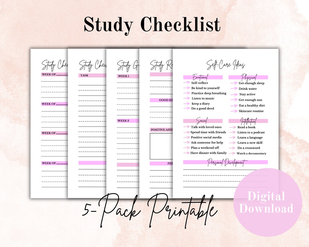 Study Checklist, Planner for Students, Self-care Ideas, Weekly Planner ...