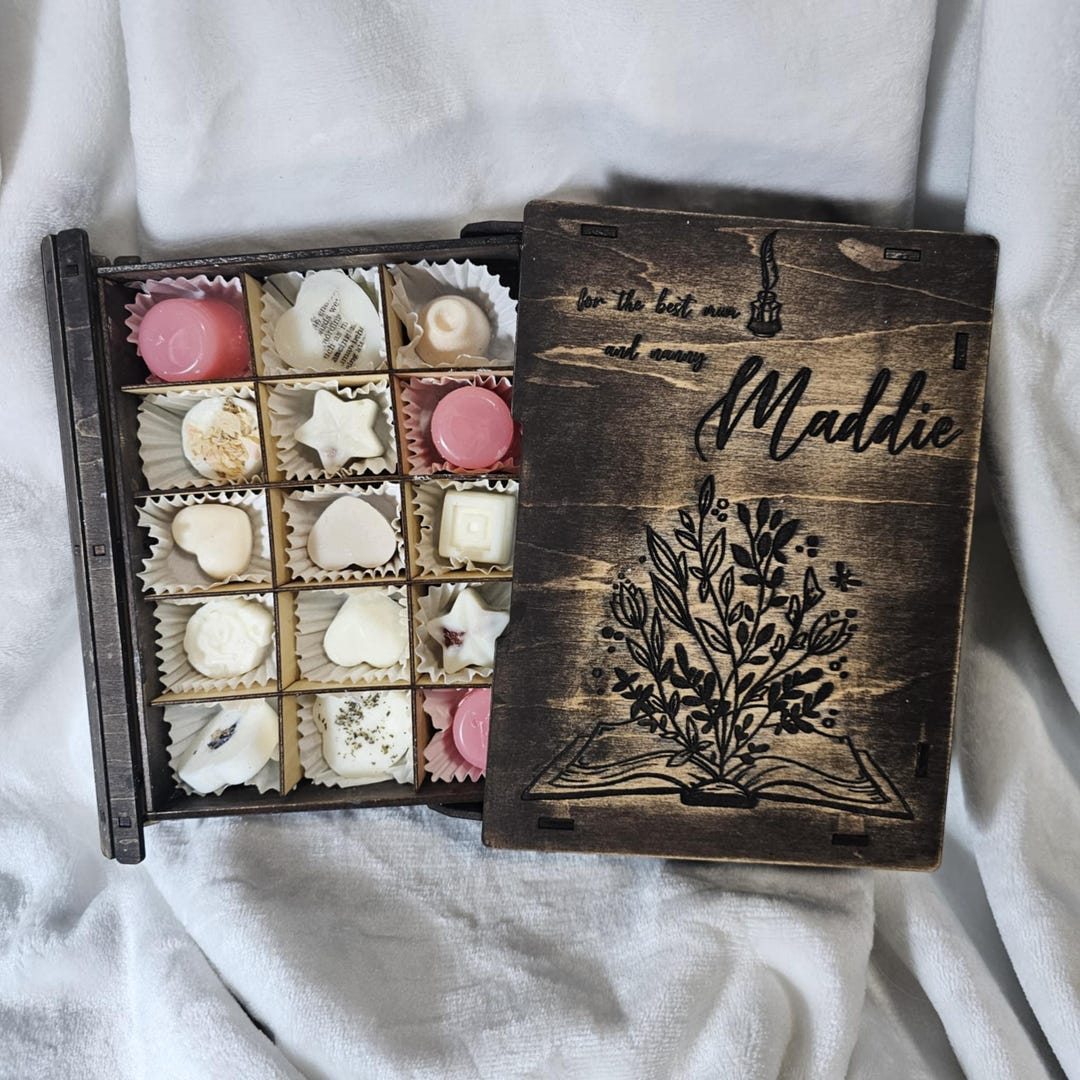 Large (20cm) Sliding Wooden Gift Box Fully Personalisable - Removable ...