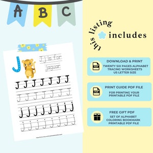 Printable Alphabet Tracing Worksheets A-z, Animal Alphabet Tracing ...