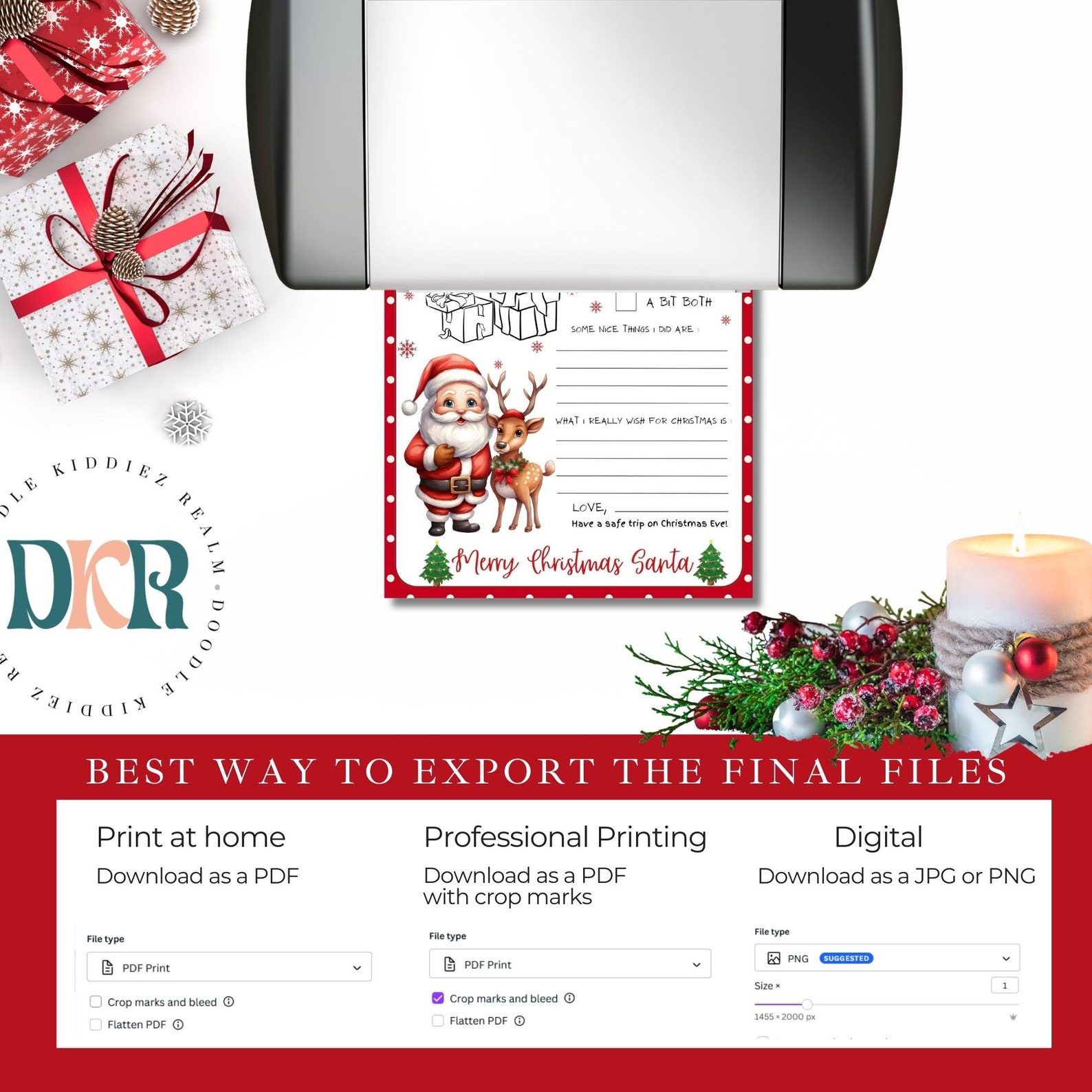 Letter to Santa Printable Kids Christmas Wish List Santa - Etsy